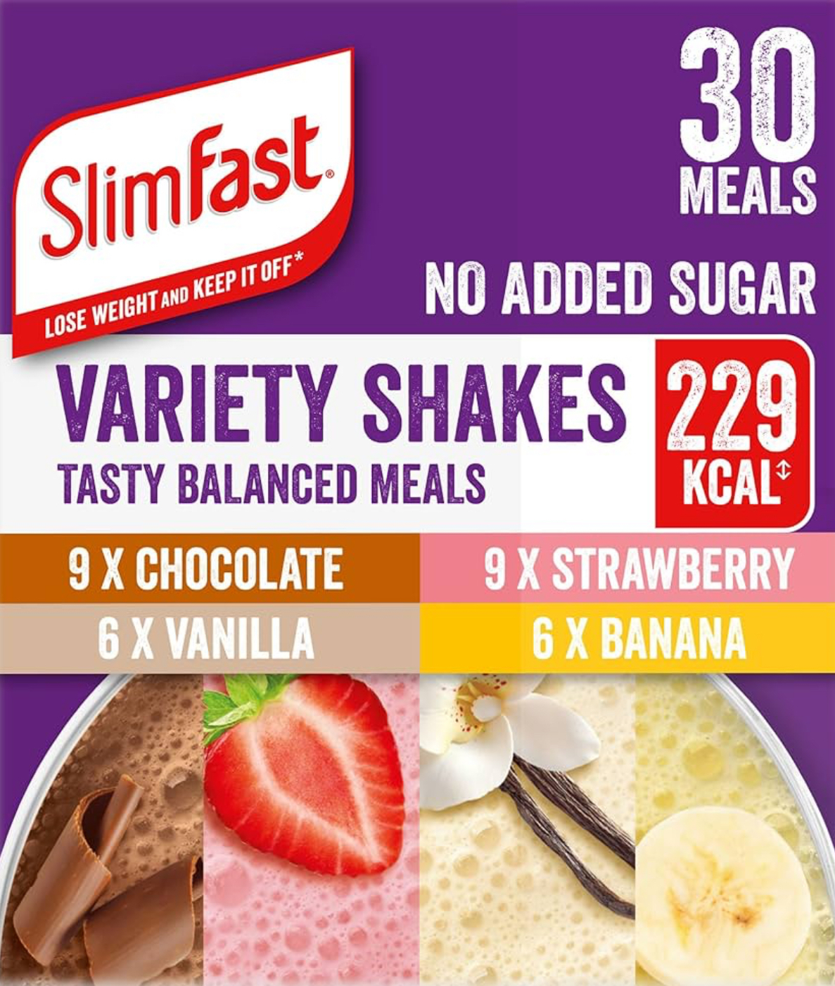 SlimFast Variety Shakes Sachets – 30 Meals – Chocolate, Strawberry ...