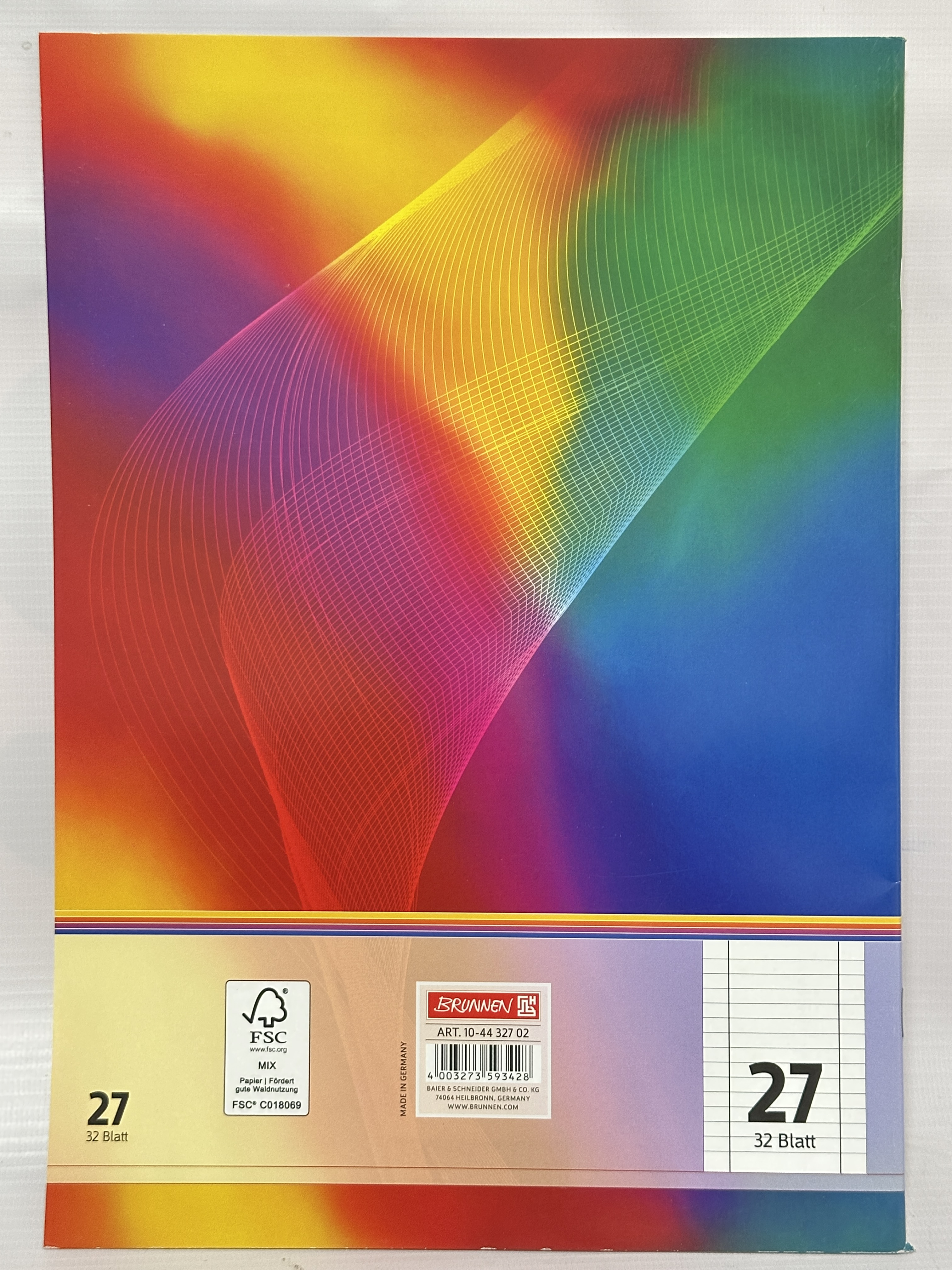 Brunnen A4 Exercise Book – Ruling 27 | 32 Sheets | 80 gsm | Made in Germany