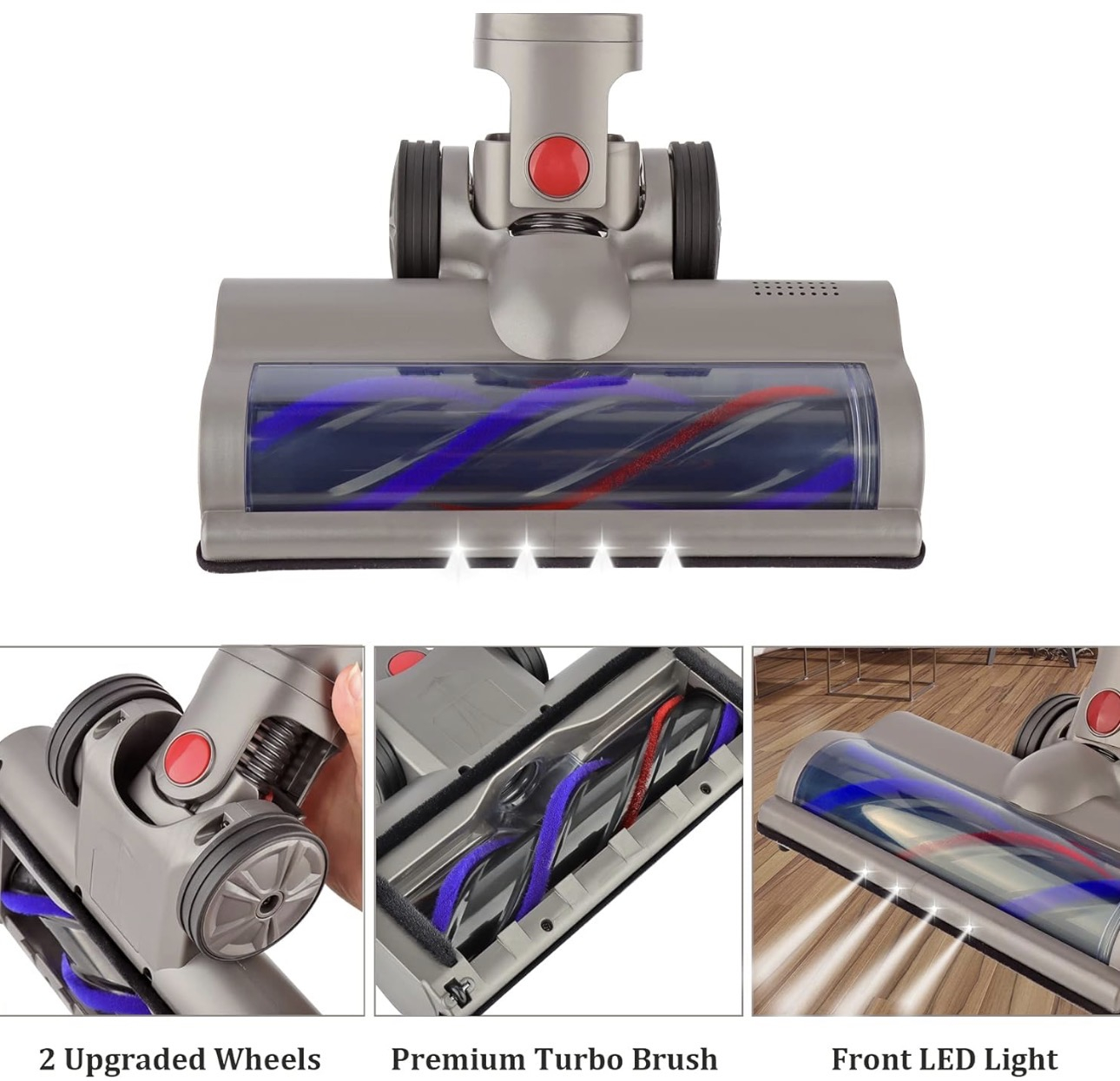 Quick-Release Turbine Brush Cleaner Head for Dyson V7–V15 Vacuums